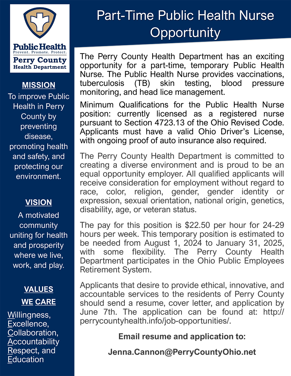 Job Opportunities - Perry County Health Department